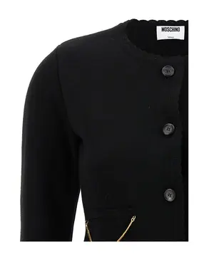 Moschino Chain Detail Merino Wool Cardigan