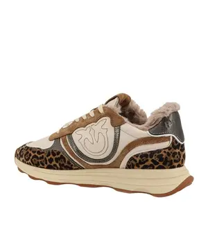 Pinko Zoe Leopard Print Lace-up Sneakers