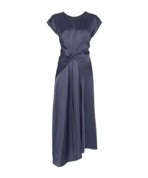 Victoria Beckham Crewneck Knotted Asymmetrical Hem Dress