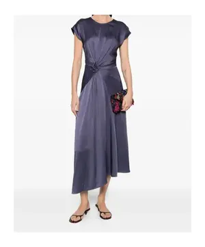 Victoria Beckham Crewneck Knotted Asymmetrical Hem Dress