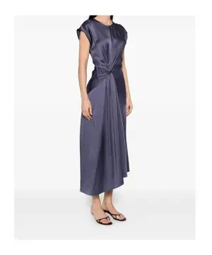 Victoria Beckham Crewneck Knotted Asymmetrical Hem Dress