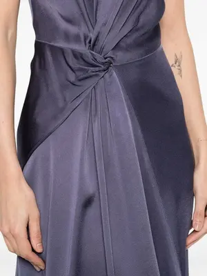 Victoria Beckham Crewneck Knotted Asymmetrical Hem Dress