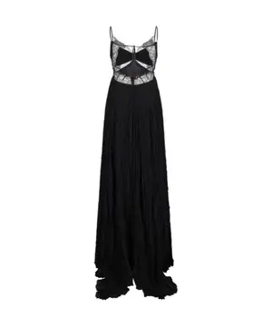 Blumarine Lace Pleated Maxi Dress
