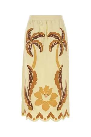FARM RIO Farm Rio Floral Palm-Tree Midi Skirt