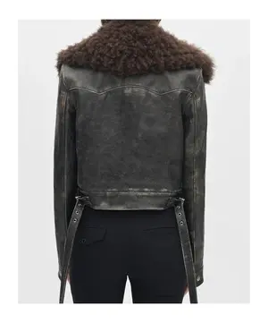 ANN DEMEULEMEESTER Double-breasted Shearling Collar Jacket - Black