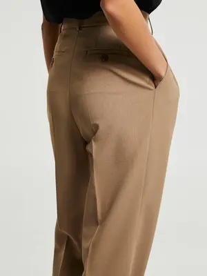 THE FRANKIE SHOP High-rise Pleated Trousers - Latte