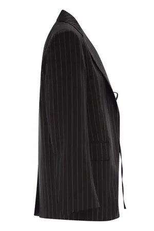 Sportmax Pinstripe Suit Jacket With Drawstring Closure