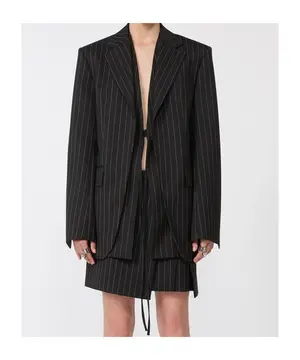 Sportmax Pinstripe Suit Jacket With Drawstring Closure