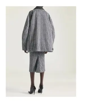Givenchy Herringbone Motif Midi Skirt - Gray