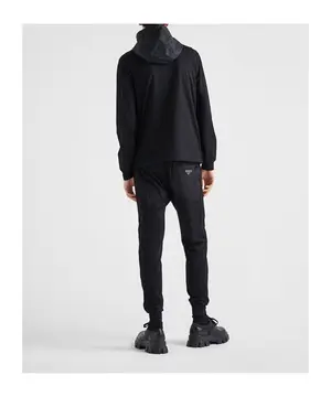 Prada Technical Cotton And Re-nylon Cardigan With Hood