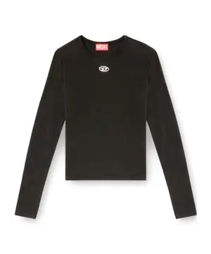 DIESEL® Long Sleeve Crewneck T-shirt With Oval D Logo - Black