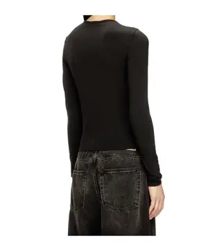 DIESEL® Long Sleeve Crewneck T-shirt With Oval D Logo - Black
