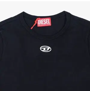 DIESEL® Long Sleeve Crewneck T-shirt With Oval D Logo - Black
