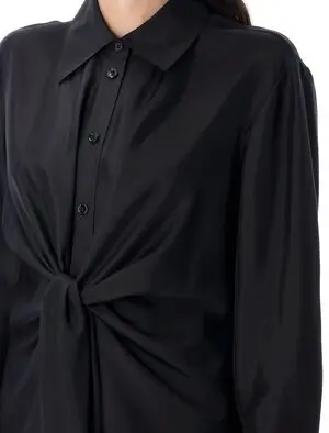 RÓHE Satin Knotted Shirt - Black