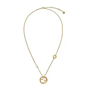 Fendi Everround Crystal Embellished Logo Necklace - Yellow