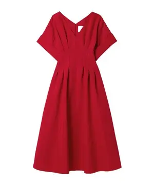 Carolina Herrera Pleated V-neck Midi Dress