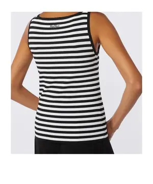 Max Mara Striped Ribbed-knit Sleeveless Tank Top - Black
