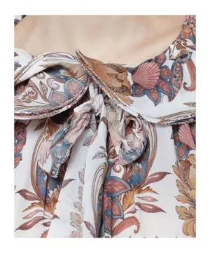 Farm Rio Ruffled Floral Print Long Sleeve Blouse