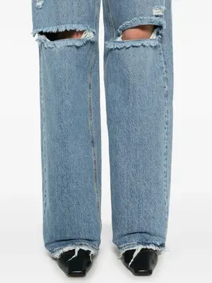 Séfr Distressed Wide-leg Jeans - Blue