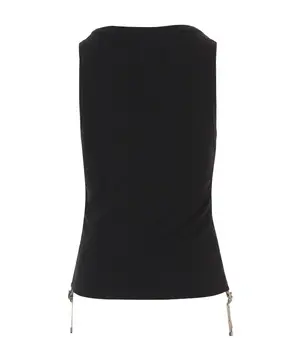 Burberry Sleeveless Ribbed Tank Top With Side Ties - Black