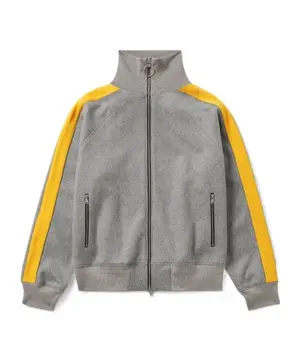 1989 STUDIO Contrast Trim Zip-up Coat - Dark Gray