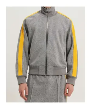 1989 STUDIO Contrast Trim Zip-up Coat - Dark Gray