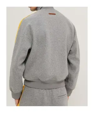 1989 STUDIO Contrast Trim Zip-up Coat - Dark Gray