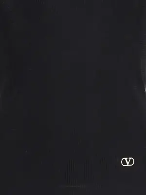 Valentino Garavani Ribbed Knit Turtleneck Long Sleeve Sweater - Black