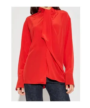 Victoria Beckham Long Sleeve Shirt With Asymmetrical Ruching