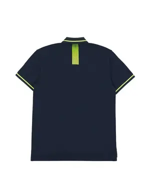 EA7 Navy Blue Logo Printed Polo Shirt
