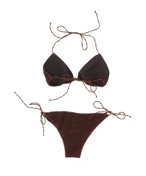 Oseree Metallic Halterneck Bikini Set - Choco