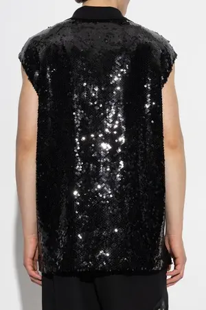 Dolce & Gabbana Sleeveless Sequin Embellished V-neck Top