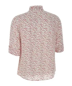 Liu Jo Geometric Print Crepe De Chine Shirt With Bow Detail