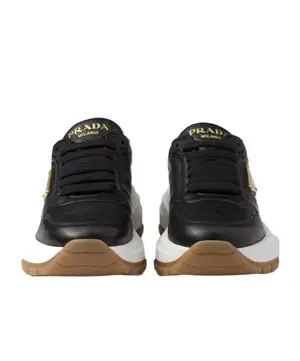 Prada Logo Plaque Lace-up Sneakers - Black