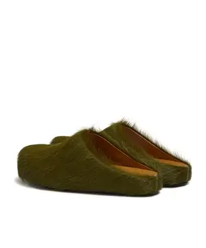 Marni Long Hair Calfskin Fussbett Sabot - Deep Green