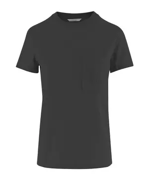 Max Mara Crewneck Short-sleeved T-shirt With Ribbed Collar And Pocket Detail - Black