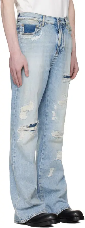 Amiri Distressed Flare Jeans - Light Blue