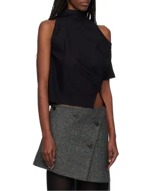 COURREGES Asymmetrical Cut-out Shoulder Blouse