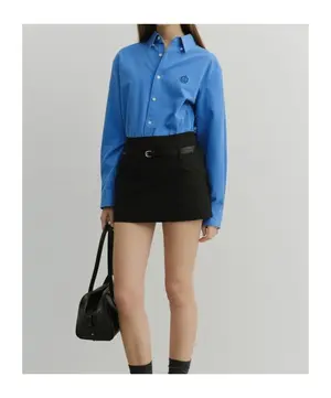 DUNST Belt Loop Midi Skirt - Black