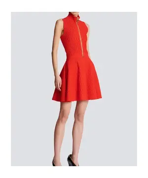 Balmain Sleeveless Knitted High Neck Top With Zip Closure