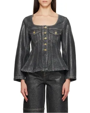GANNI Fitted Waist Denim Jacket