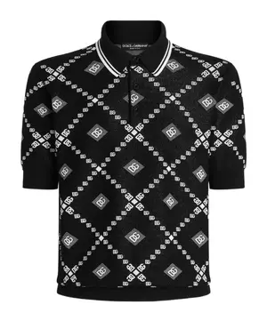 Dolce & Gabbana Dolce Gabbana Jacquard Knitted Polo Shirt - Multicolour
