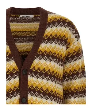 Auralee Cashmere Jacquard Knit Cardigan - Multicolor