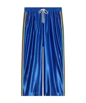 Gucci Shiny Jersey Web Track Pants - Blue