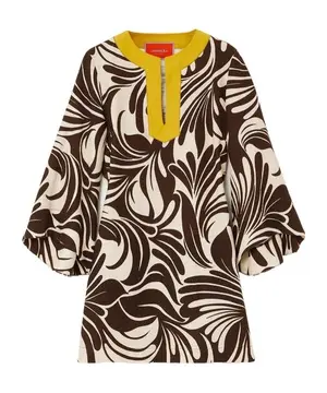 La DoubleJ Kaftan Mini Dress With Water Ripple Print