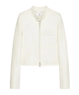 COURREGES Vinyl Zip-up Jacket - Light Bone