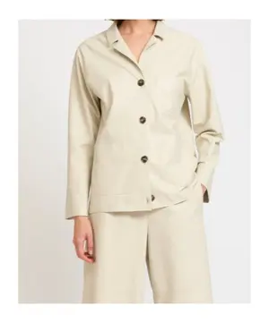 YVES SALOMON Leather Button Jacket - White