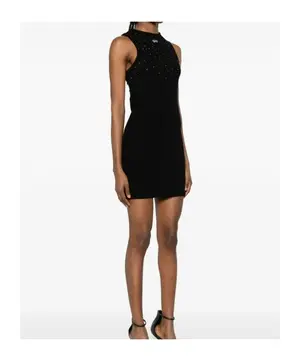 Off-White Logo Embroidered Embellished Sleeveless Dress