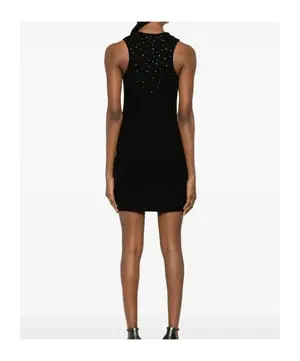 Off-White Logo Embroidered Embellished Sleeveless Dress
