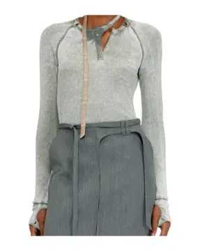 DIESEL® Ribbed Knit Sweater With Zip Detail And Thumbholes